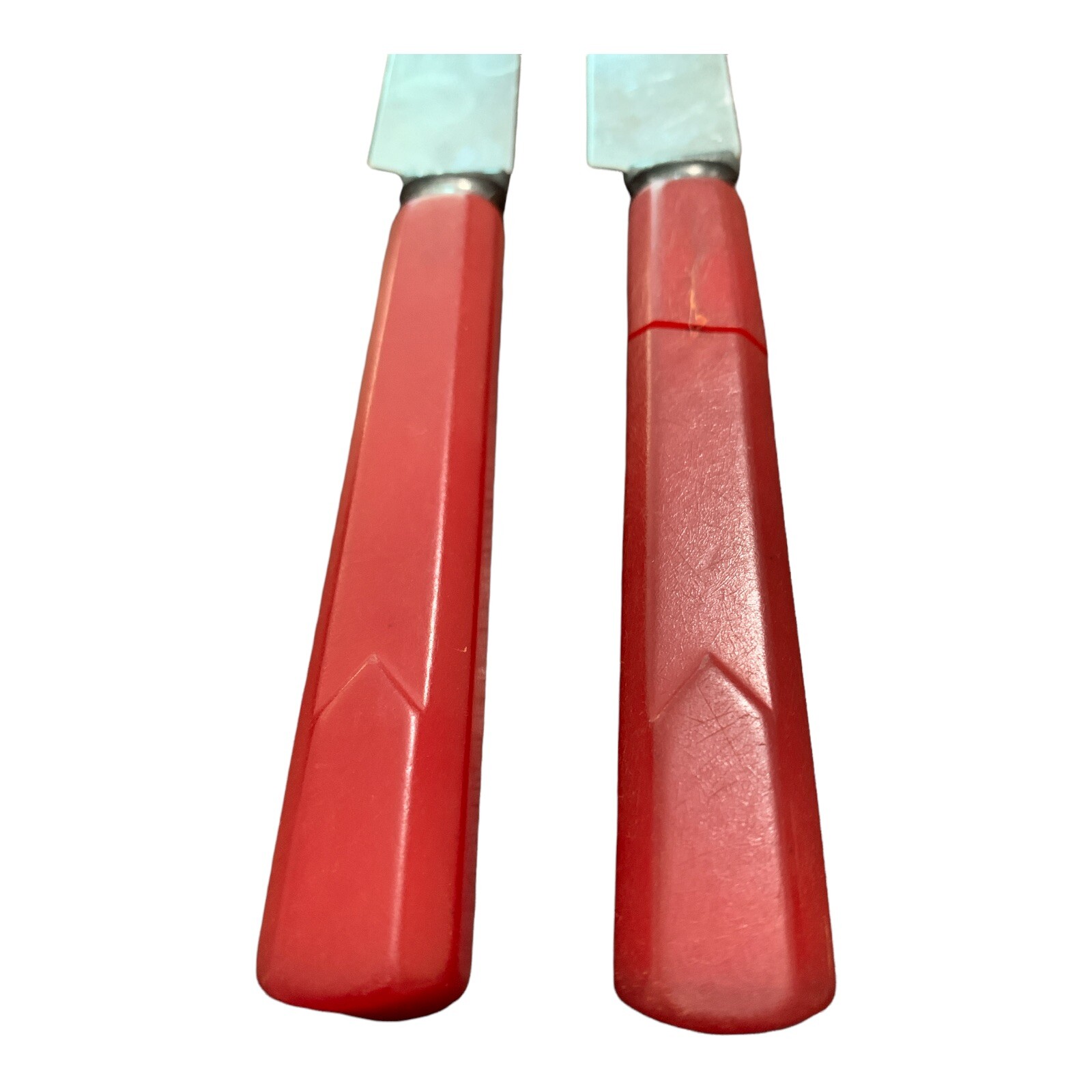 2 Dinner Butter Knives with Red Bakelite Handles Stainless Steel Made ...