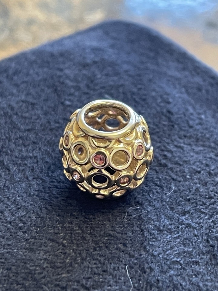 Pandora 14k Gold Circles Pink Topaz Charm | eBay UK