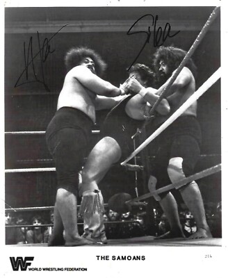 WRESTLING LEGENDS AFA SIKA SIGNED 8X10 WILD SAMOANS WWF TAG CHAMPIONS ...