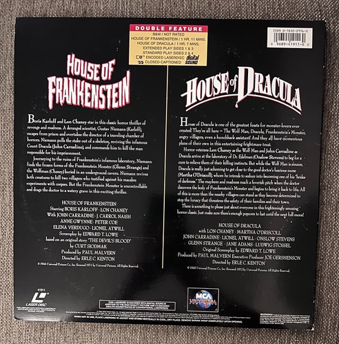 HOUSE OF FRANKENSTEIN/HOUSE OF DRACULA LASERDISC HORROR DOUBLE FEATURE ...