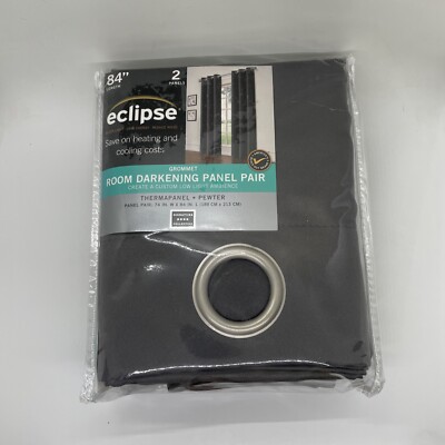 ECLIPSE Room Darkening Window Curtains 74 IN X 84 IN Pewter 2 Panels ...