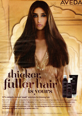 2012 magazine AD for AVEDA , Thicker fuller hair ! Sensuous model ...
