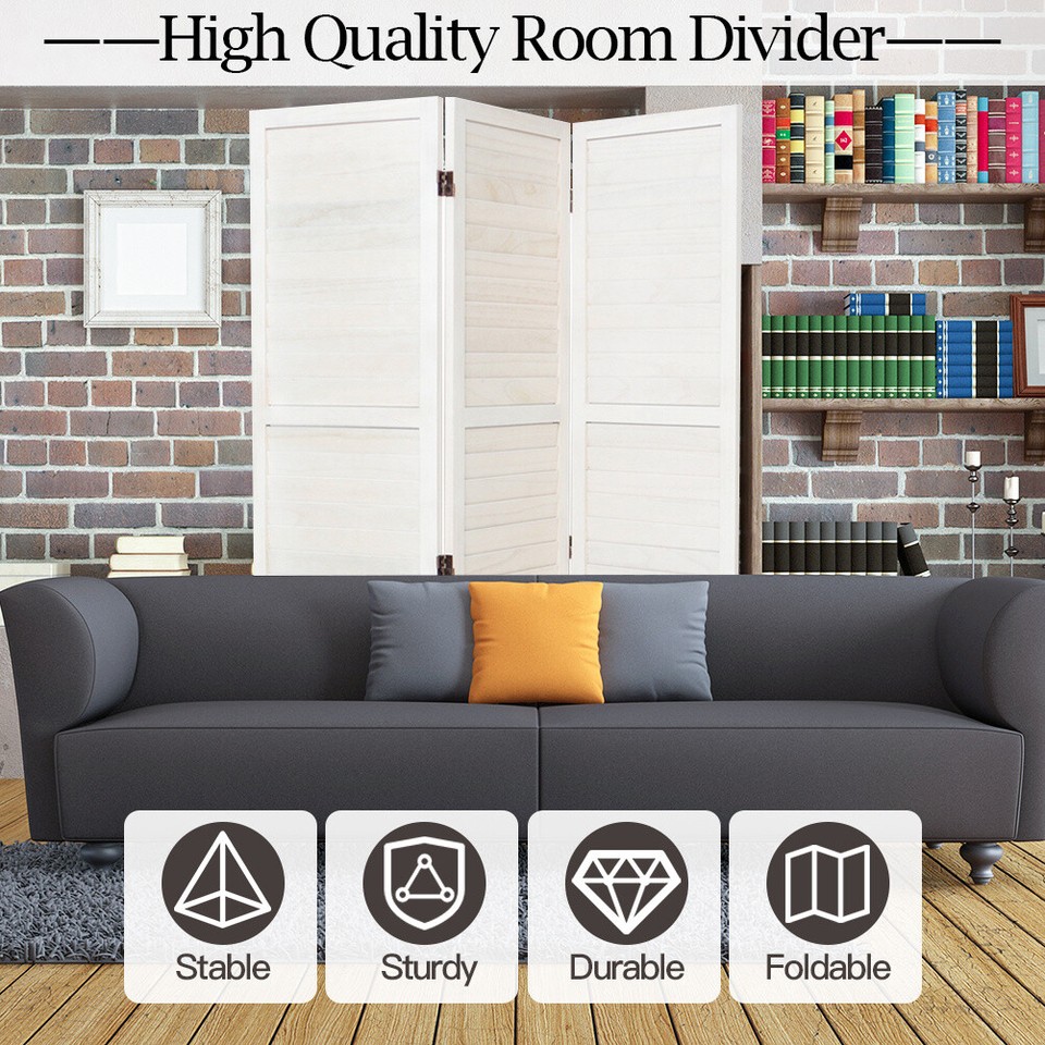 Wooden Slat Privacy Screen 3/4/6 Panels Folding Room Divider Partition ...