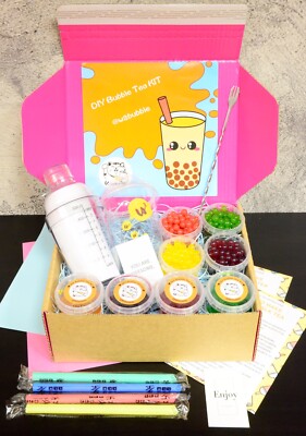 DIY Boba Bubble Fruit Tea Professional KIT Box (4 Flavours / 4 Servings ...