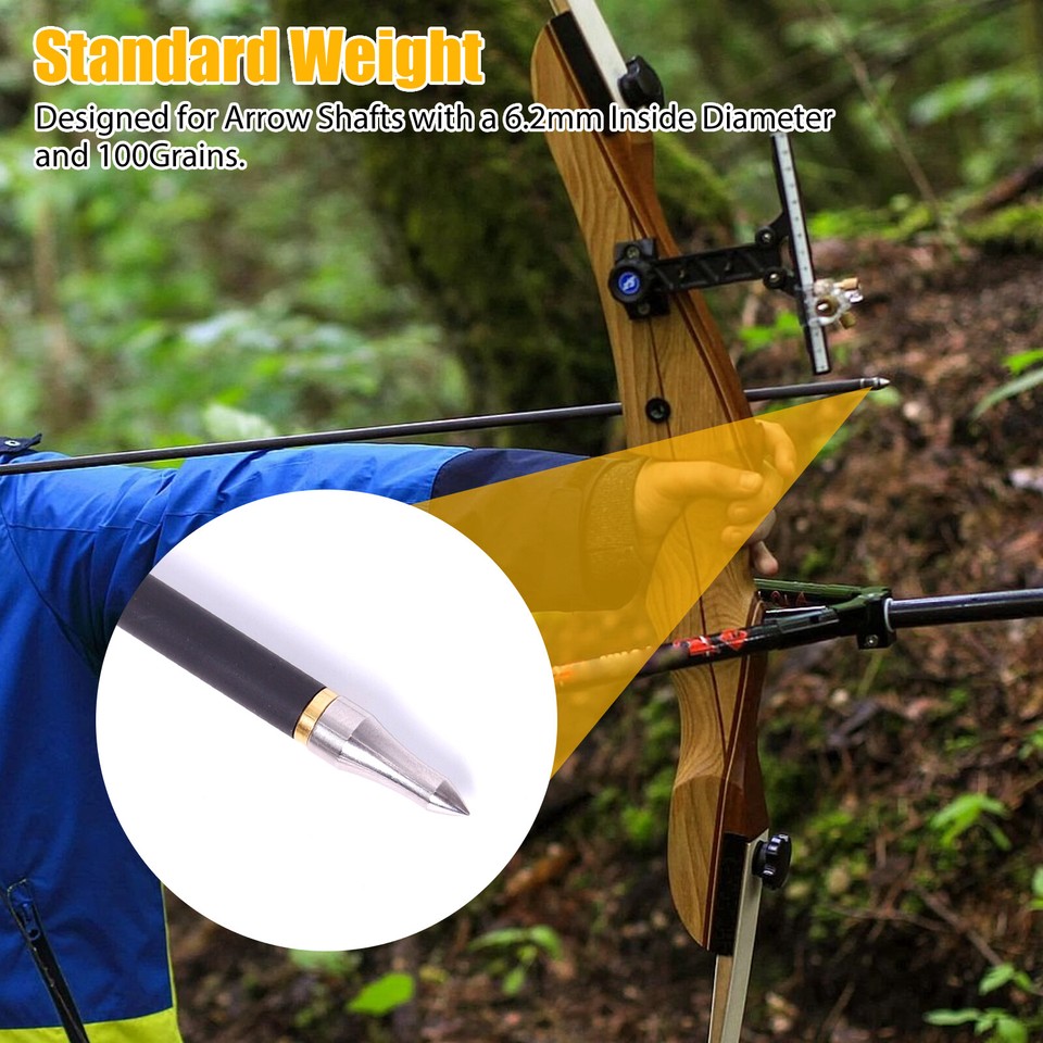 12Pcs 100Grain Heavy Weight Arrow Brass Inserts Base Archery ID6.2mm ...