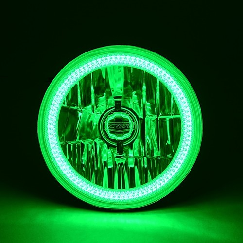 7" Green COB LED Halo Angel Eye Headlights 6K 4000Lm LED Light Bulb ...