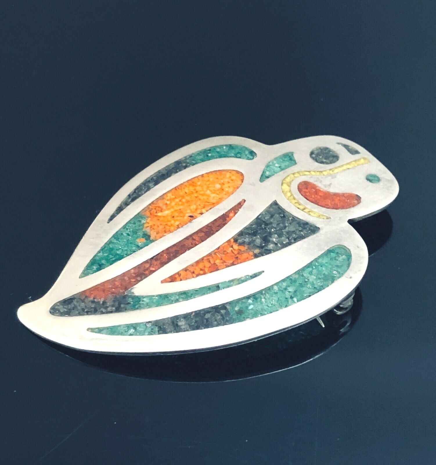 VINTAGE PINGUINE MULTISTONE CHIP INLAY STERLING SILVE… - Gem