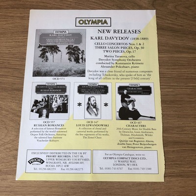 GRAM29 MAGAZINE ADVERT 11X8 OLYMPIA: KARL DAVYDOV (1838-1889) | eBay