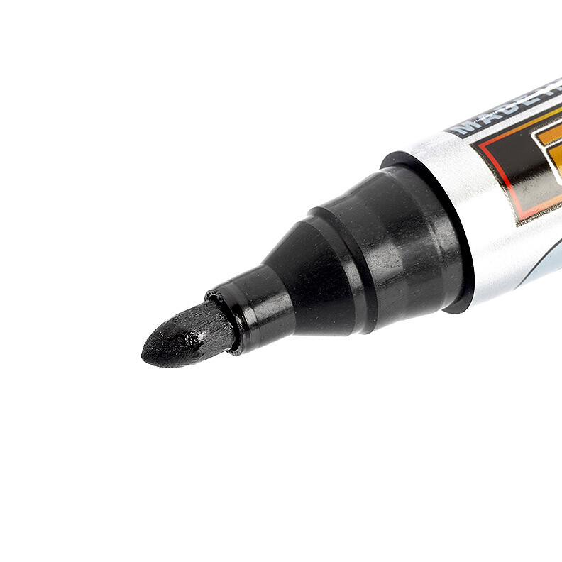 10 PERMANENT MARKER MARKING FELT PEN CHISEL BULLET TIP BLACK WATERPROOF ...