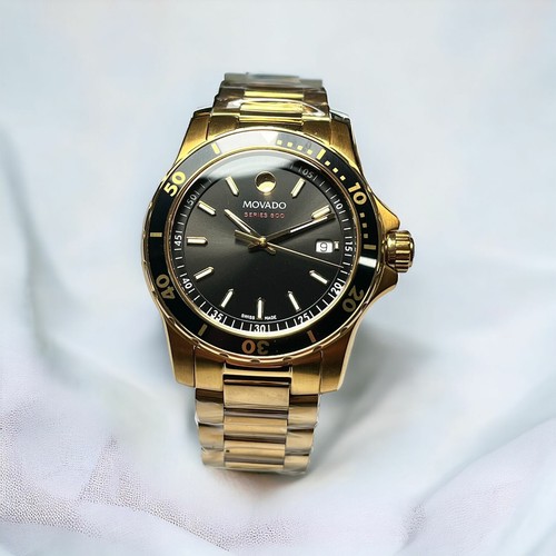 Movado 800 Series Ref 2600145 Black Dial Gold Case New in Box | eBay