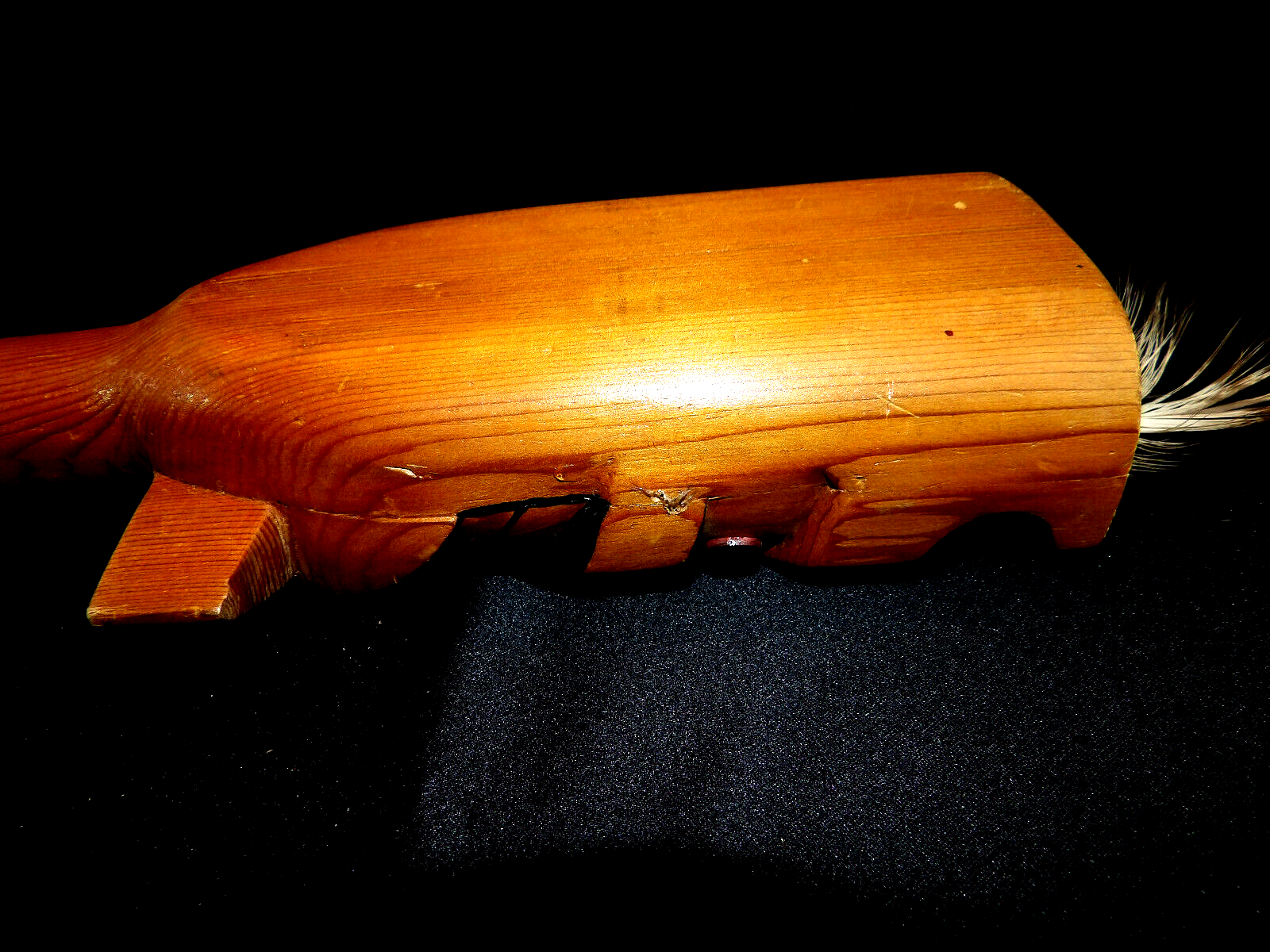 NW Coast Native American Hand Carved Cedar Rattle Wolf Shaman | eBay