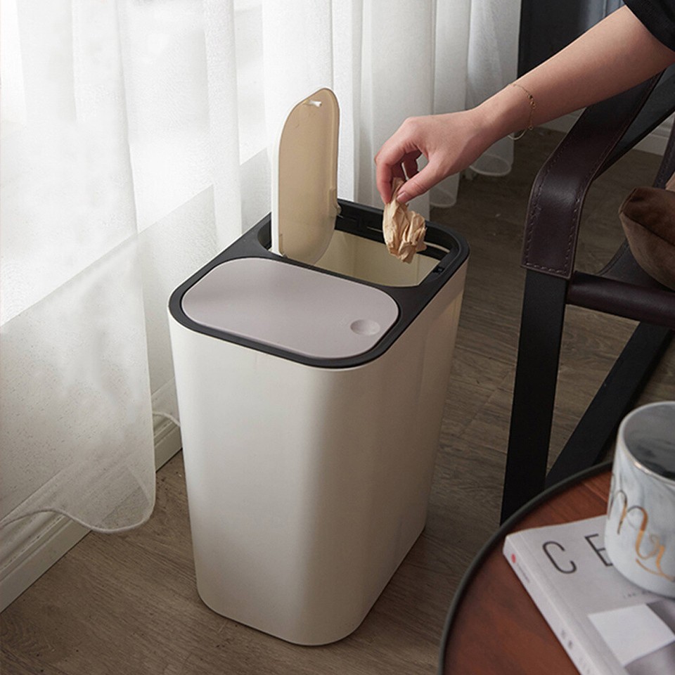 Kitchen Recycling Bins Dust Rubbish Waste Press Top Double Duo Bin ...