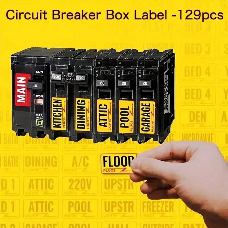 129PCS Electrical Box Labels Circuit Breaker & Fuse Box Identification ...