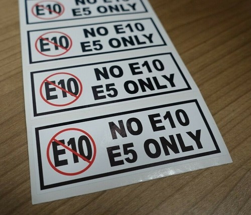 4 x NO E10 E5 ONLY Stickers Car Fuel Petrol Cap Super Unleaded Classic ...