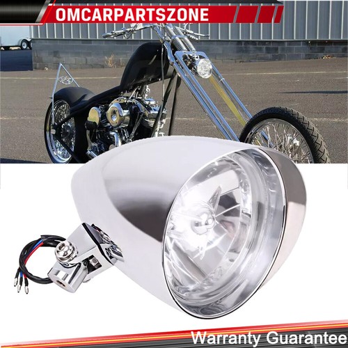 Chrome Motorcycle 5.75" Bullet Headlight For Harley Chopper Bobber Dyna ...