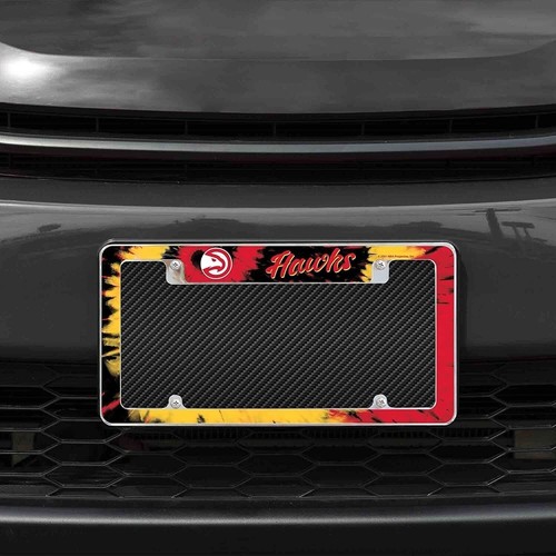 Atlanta Hawks Metal License Plate Frame Chrome Tag Cover Tie Dye Design ...