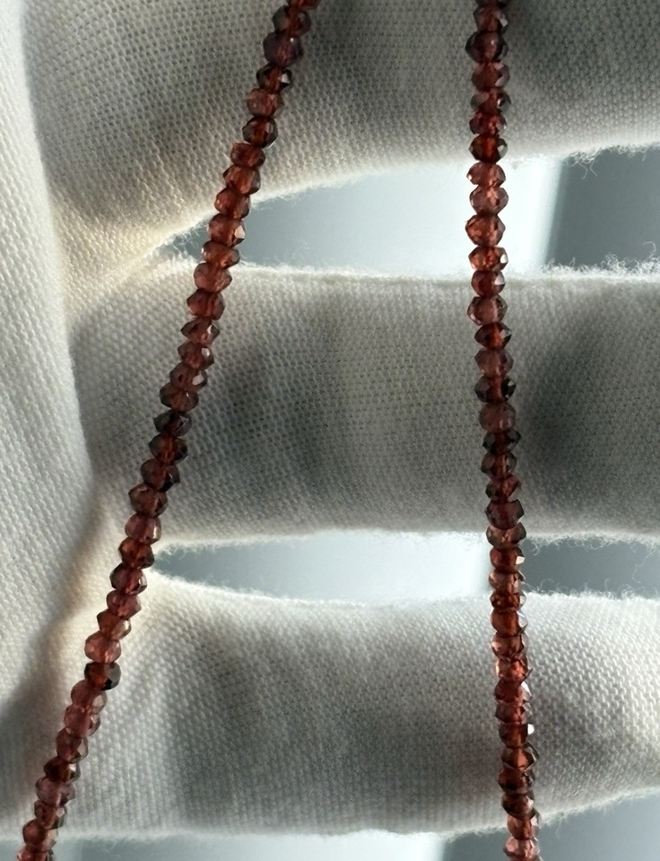 VTG 14k Gold Unique Clasp Garnet Faceted Rondelle Beaded Necklace PAT ...
