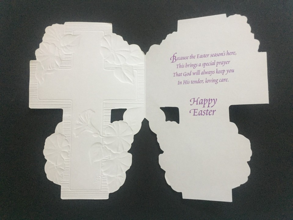 VTG EASTER card for grandmother Diecut cross shaped w/ envelope ...