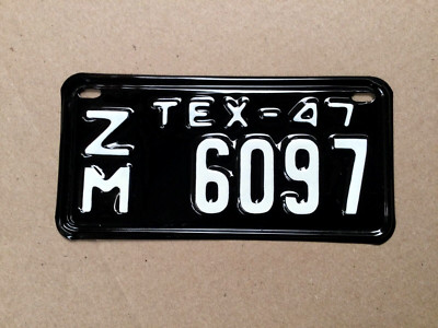 VINTAGE 1947 TEXAS MOTORCYCLE LICENSE PLATE VERY NICELY RESTORED HIGH ...