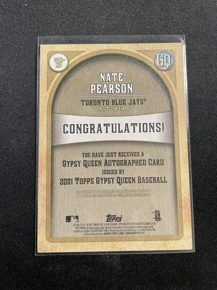 2021 Gypsy Queen Autographed Rookie Card Nate Pearson Toronto Blue Jays ...