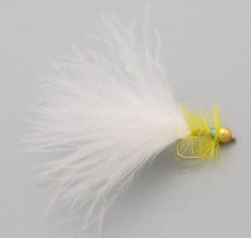 6 X Goldhead Dancer - Yellow Body / White Tail - Trout Fishing Flies | eBay