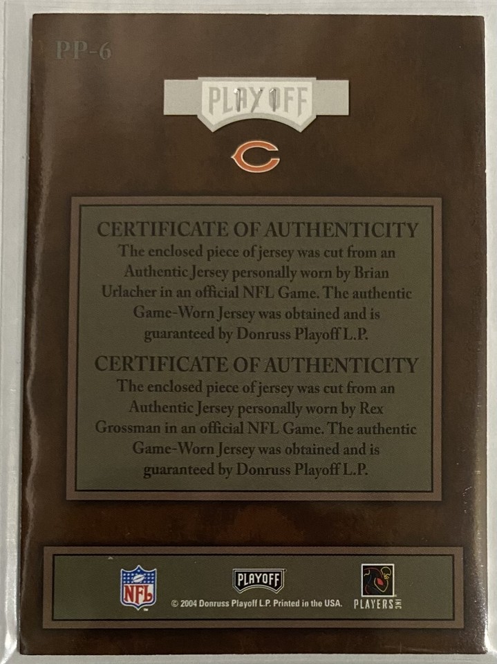 (2) 2004 Playoff Hogg Heaven Pig Pals 1/1 & 54/ Urlacher / Grossman ...