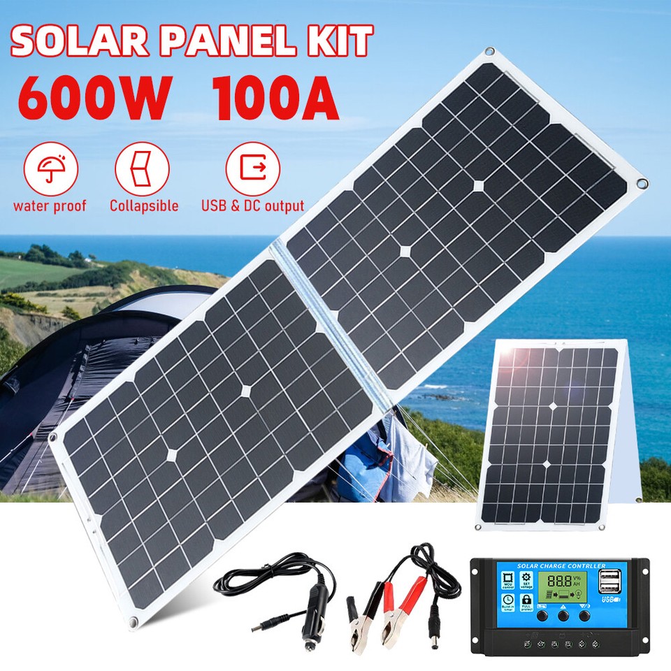6000W Solar Power Generator Complete Panel Kit 12V 100A Home 110V ...