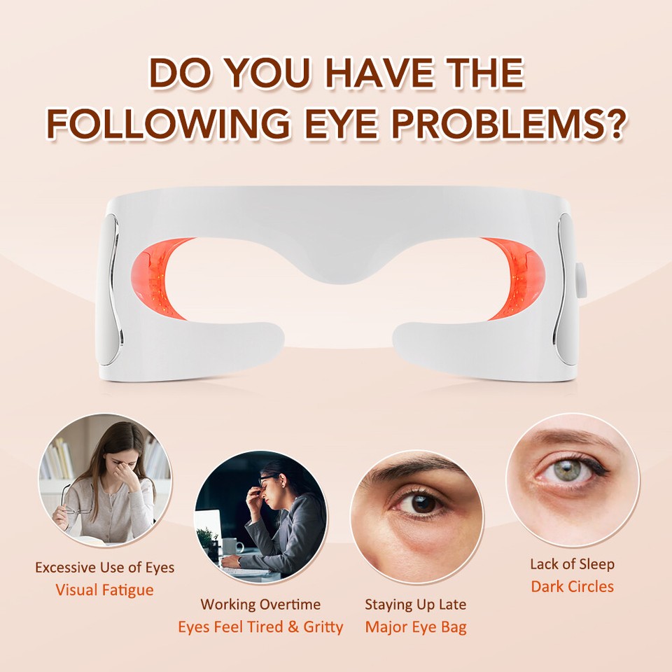 Electric LED Red Light Therapy Eye Mask with Vibration Massage Relieve ...