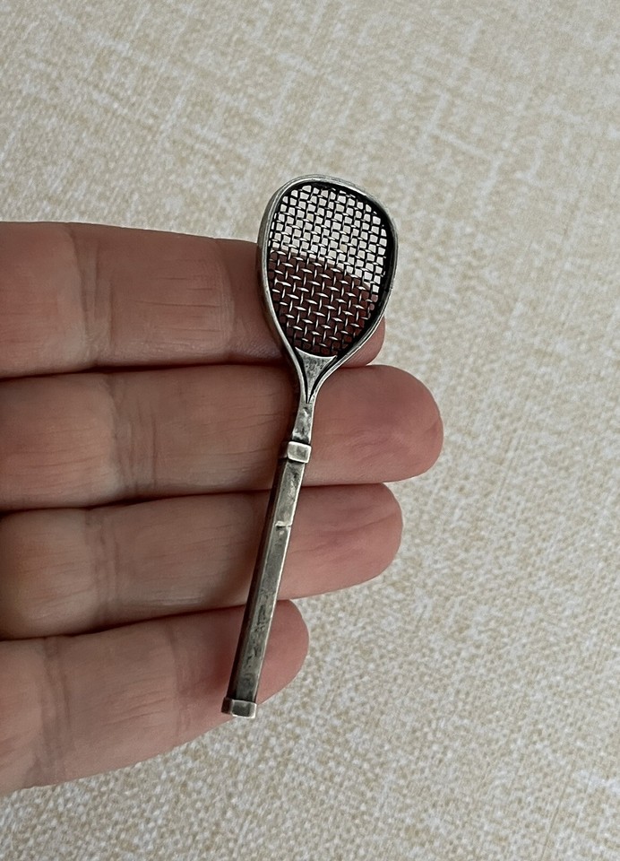 Antique C1890 Rare Silver Novelty Sterling Silver Tennis Racket ...