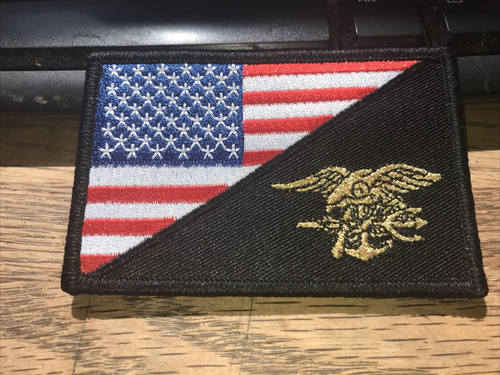 HOOK & LOOP U.S. NAVY SEAL CAP/HAT/SLEEVE FLAG & BADGE PATCH bullion ...