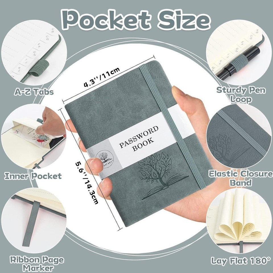 Password Book with Alphabetical Tabs Small Password Keeper (5.6 * 4.3 ...