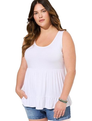 Torrid Womens Super Soft Lace Up Back Swing Babydoll Tank White Plus ...