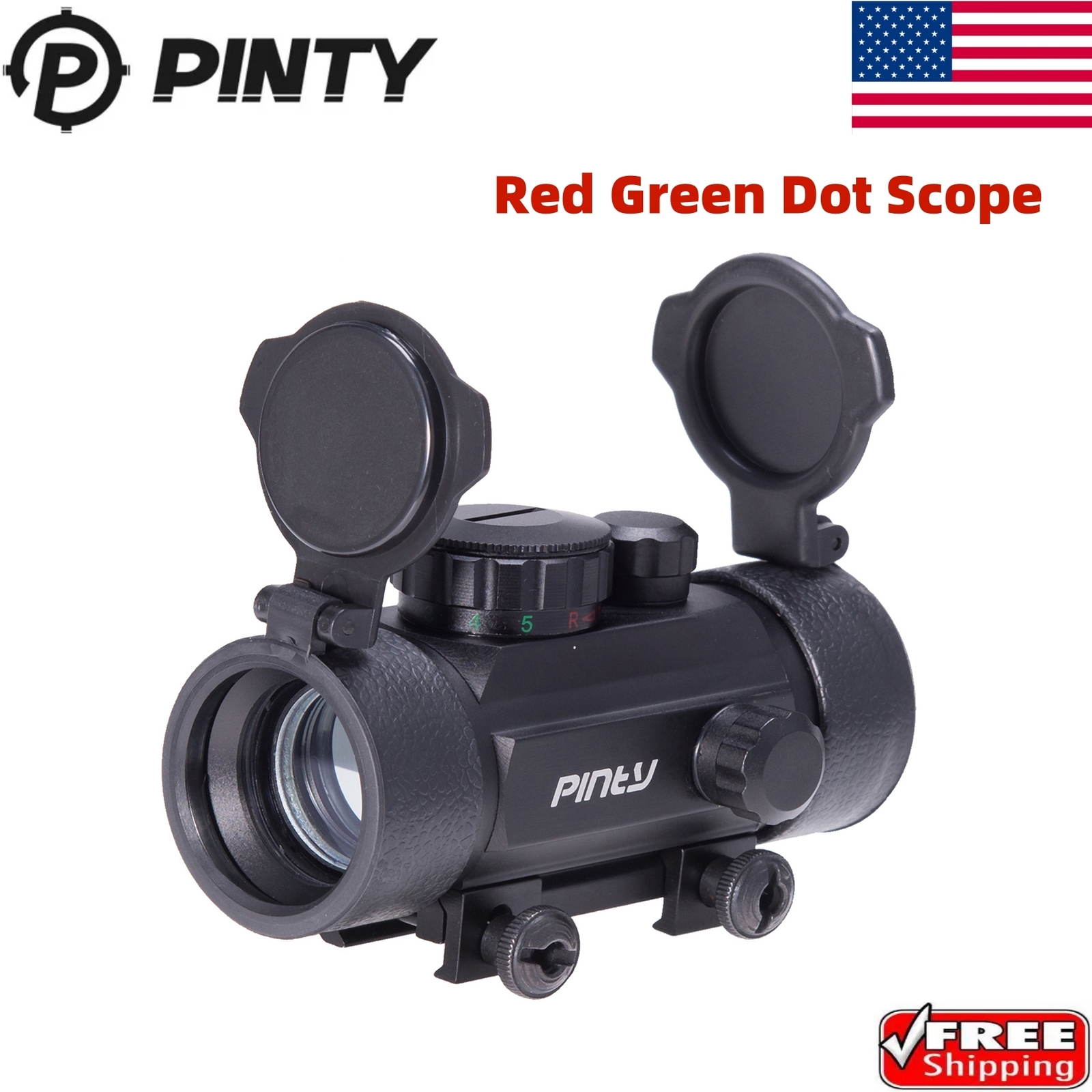 Pinty Hunting Reflex Red Green Dot Sight Scope w Flip-up Lens Covers ...