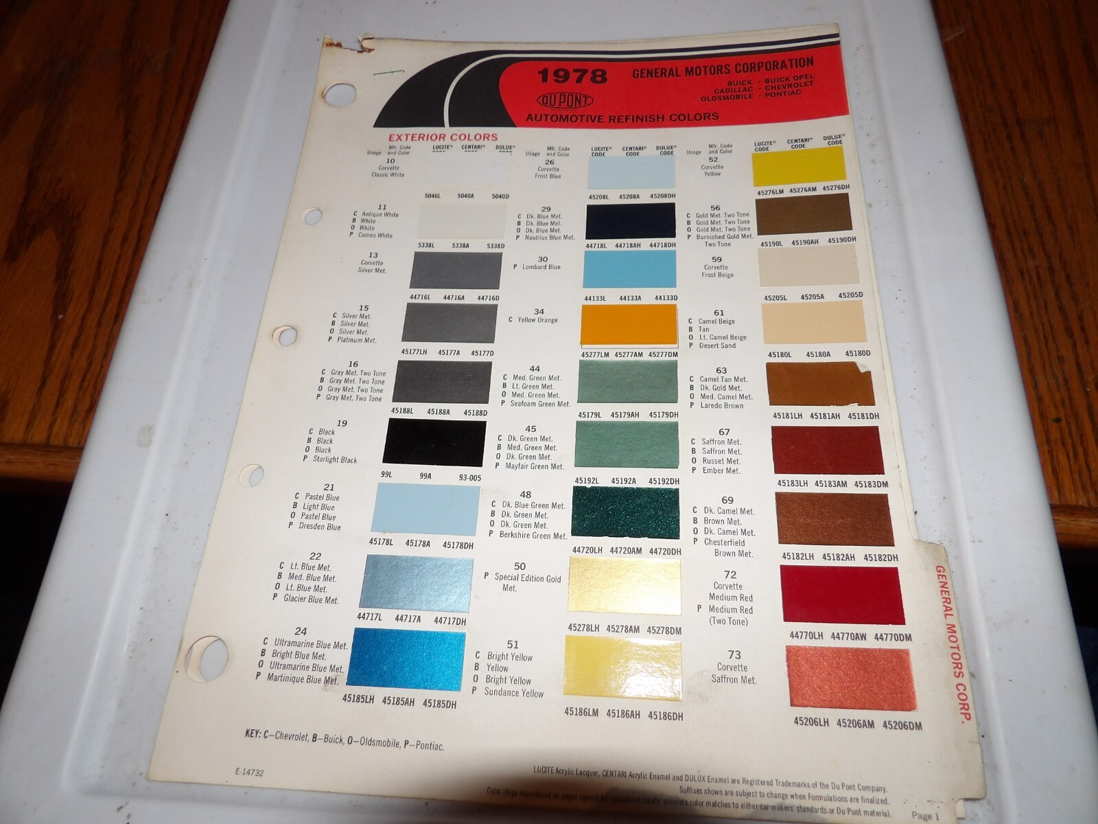 1978 Chevy Paint Codes Colors