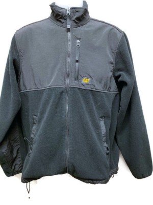 CAT CATERPILLAR WORK JACKET MENS Medium FLEECE BLACK | eBay