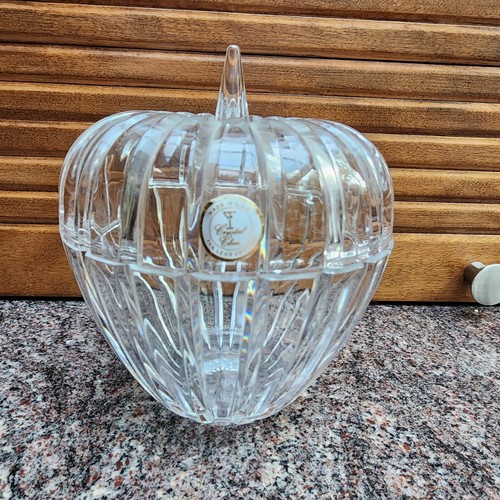 NOS Apple Candy Dish W/ Lid 24% Lead Crystal Heavy | eBay