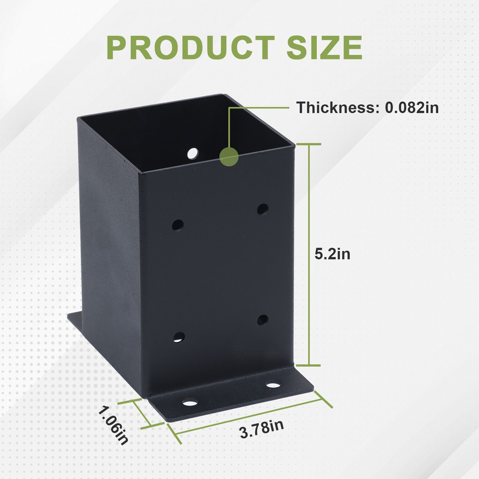 4x4 Post Base 4-Pack Black Post Bases - Heavy-Duty 4x4 Deck Brackets ...