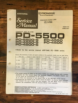 Pioneer PD-5500 -4550 -4500 CD Player Service Manual *Original* | eBay