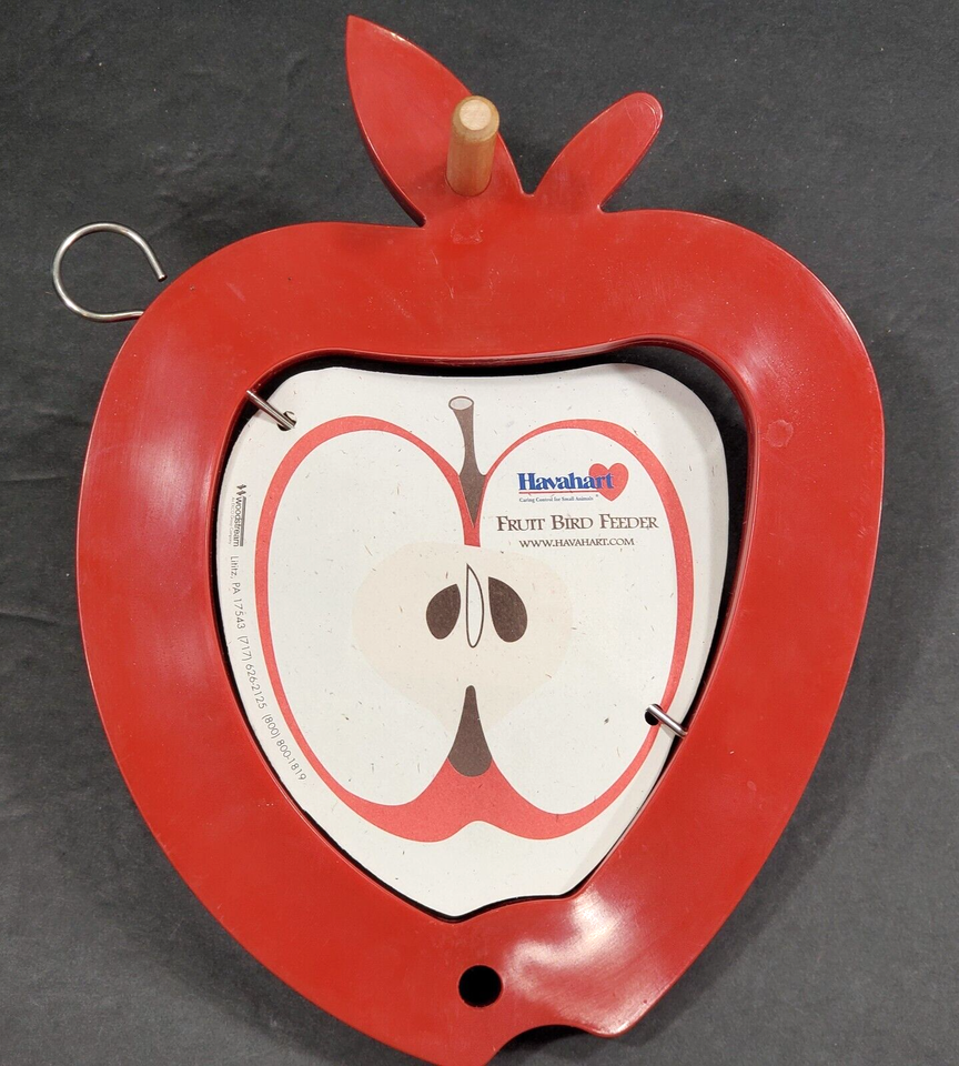 NEW Bird Feeder HAVAHART Red Apple Hanging Fruit with Skewer and Perch ...
