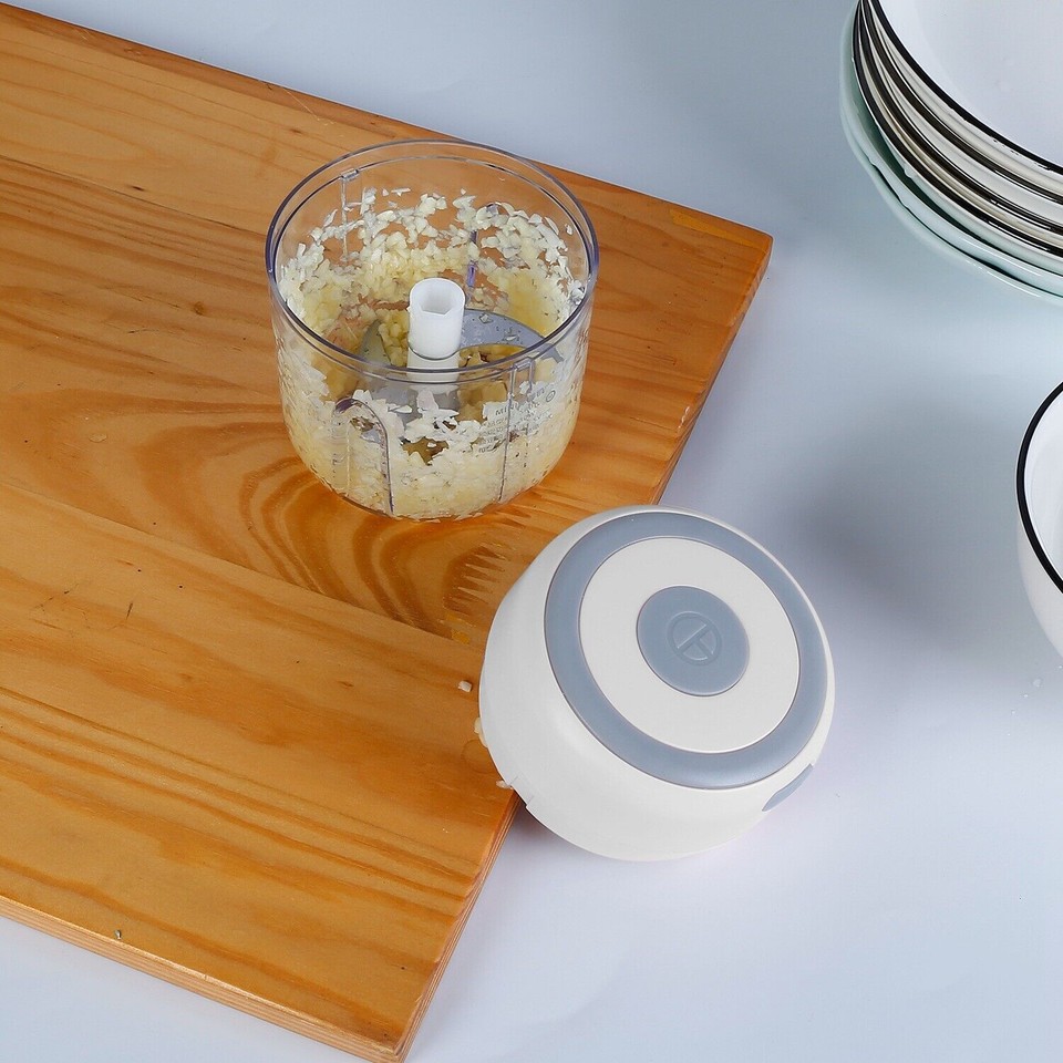 250ML Electric Garlic Press Chopper Chili Onion Fruits Meat Mincer Mini ...