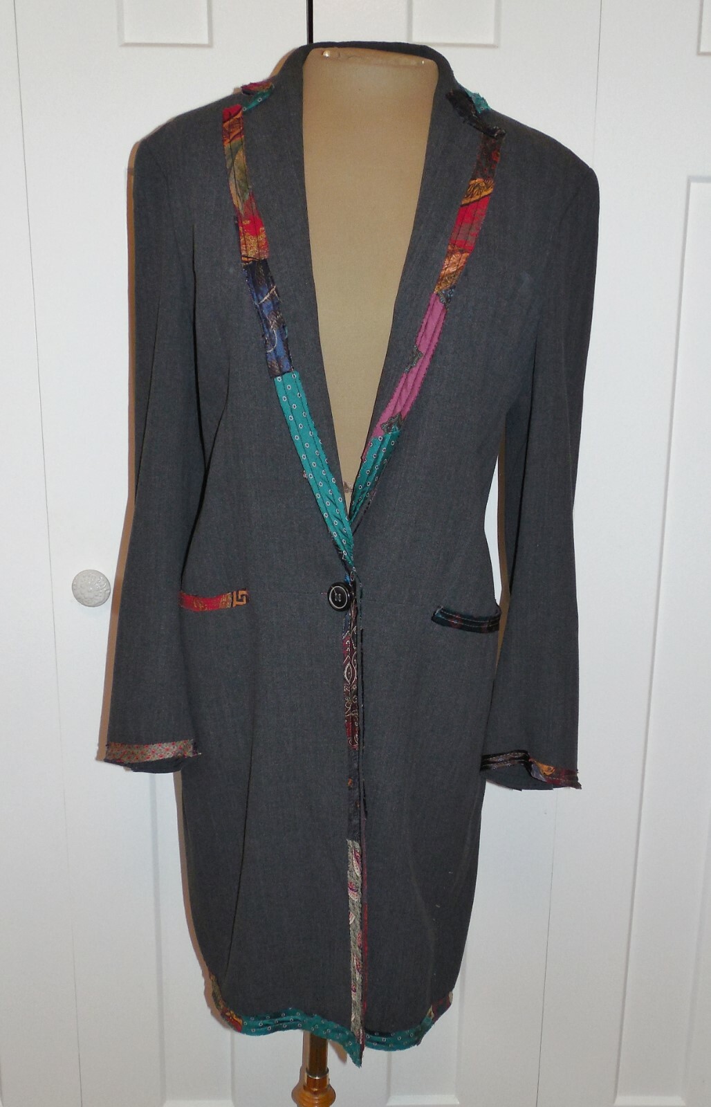 MEG STALEY Handmade Art to Wear Gray Duster Coat Rare Staley Gretzinger ...