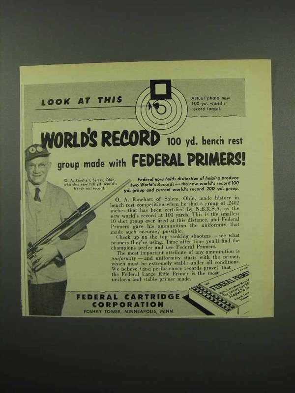 1955 Federal Primers Ad - World's Record | eBay