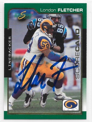 London Fletcher Signed Score Scorecard rookie Card #189 1188/2000 ...