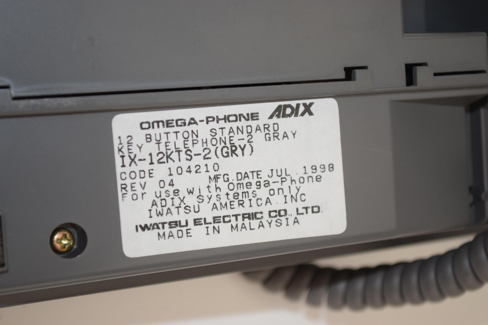 Iwatsu Adix IX-12KTS-2, Gray PHONE Versaphone Omega 12 -Button Standard ...