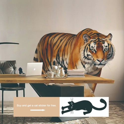 Wallpaper Yellow Tiger Decal Peel and Stick Waterproof Removable ...