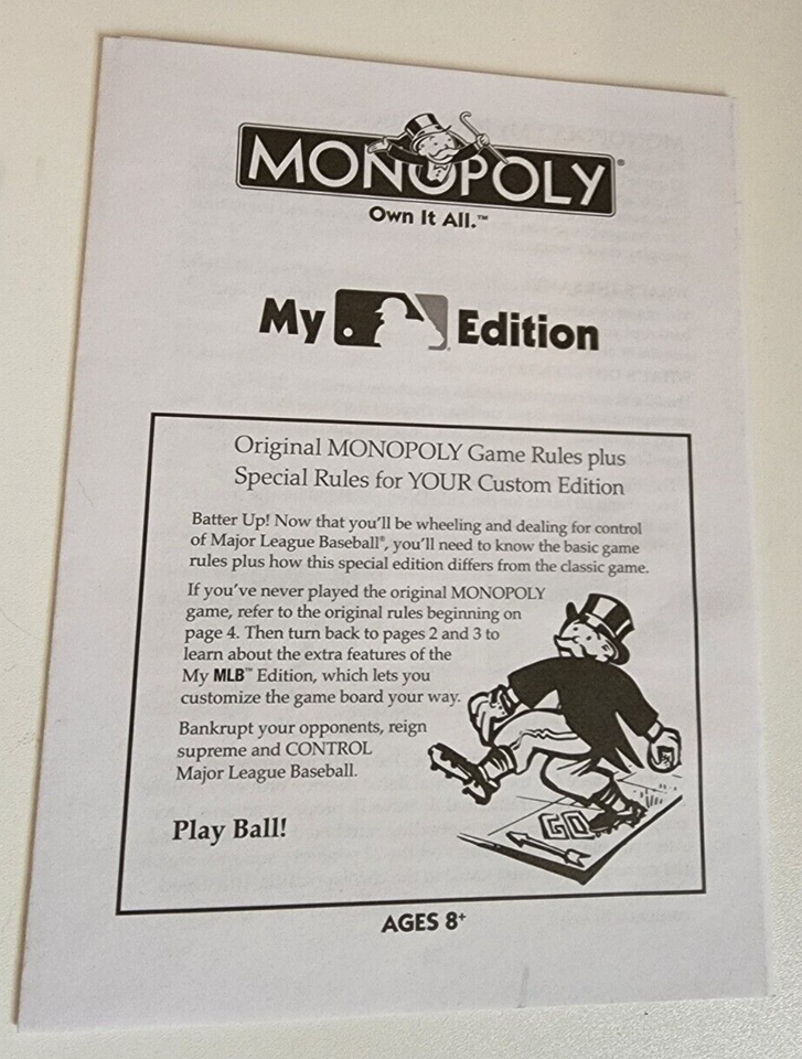 Game Rules Instructions Directions Monopoly My MLB Major League ...