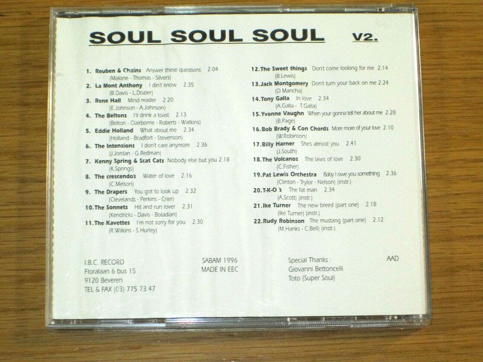 EU IMPORT NEAR MINT NORTHERN SOUL CD - VARIOUS ARTISTS - "SOUL SOUL ...