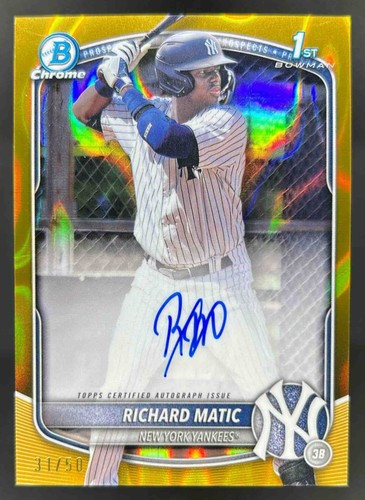 2025 Bowman Richard Matic Chrome Prospect Auto Gold Lava Refractor /50 ...
