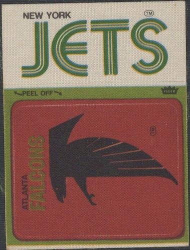 1976 Fleer CLOTH patch sticker decal Atlanta Falcons Logo / New York ...