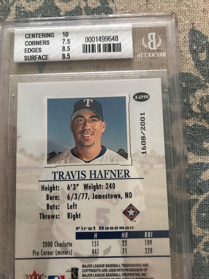 2001 (RANGERS) Fleer Authority #125 Travis Hafner RC /2001 BGS 8 | eBay